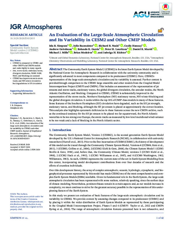(PDF) An Evaluation of the Large‐Scale Atmospheric Circulation and Its ...