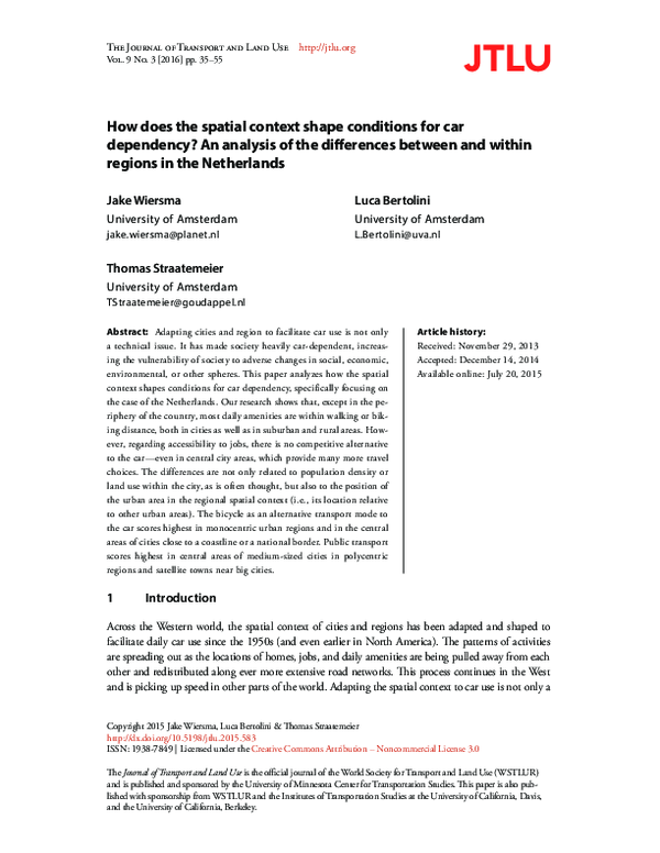 (PDF) How does the spatial context shape conditions for car dependency ...