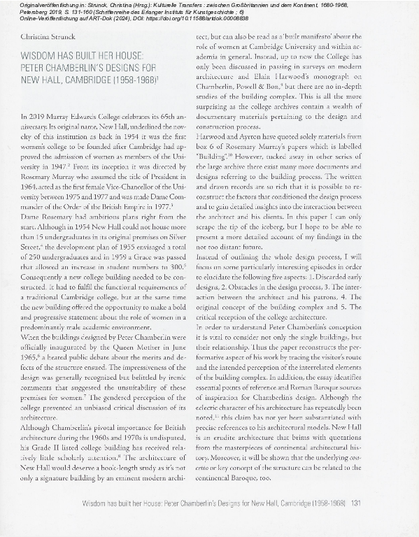 (PDF) Wisdom has built her house: Peter Chamberlin's designs for New ...