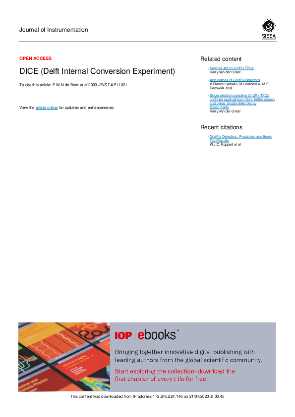 (PDF) DICE (Delft Internal Conversion Experiment) | Arie Taal - Academia.edu