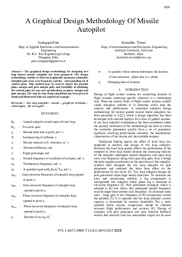 (PDF) A graphical design methodology of missile autopilot