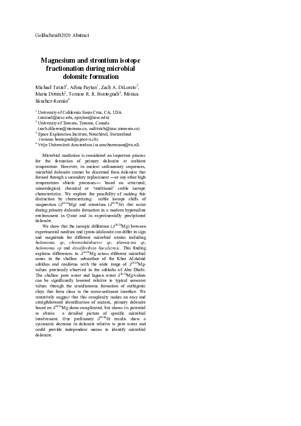(PDF) Magnesium and Strontium Isotope Fractionation during Microbial ...