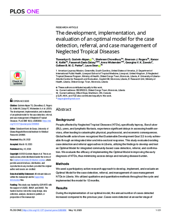 (PDF) The development, implementation, and evaluation of an optimal model for the case detection ...