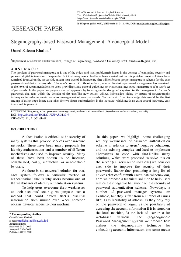 (PDF) Steganography-based Password Management: A conceptual Model