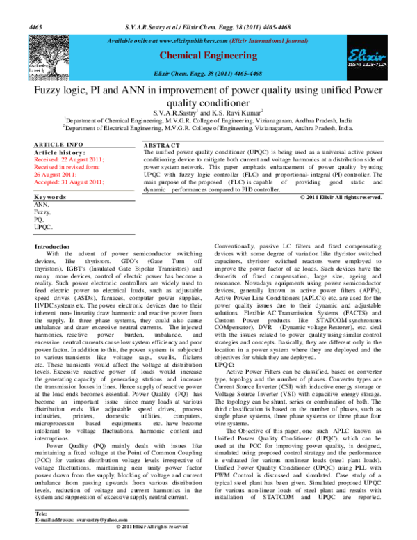 (PDF) Fuzzy logic , PI and ANN in improvement of power quality using unified Power quality ...