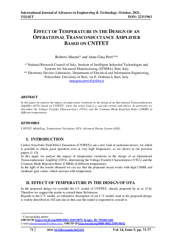 (PDF) Effect of Temperature in the Design of an Operational ...