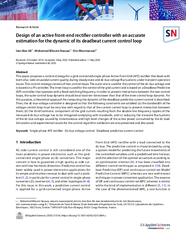 (PDF) Design of an active front-end rectifier controller with an accurate estimation for the ...
