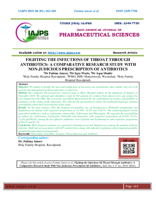 (PDF) Fighting the Infections of Throat Through Antibiotics: A ...