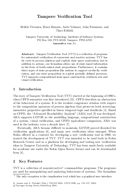 (PDF) Tampere Verification Tool