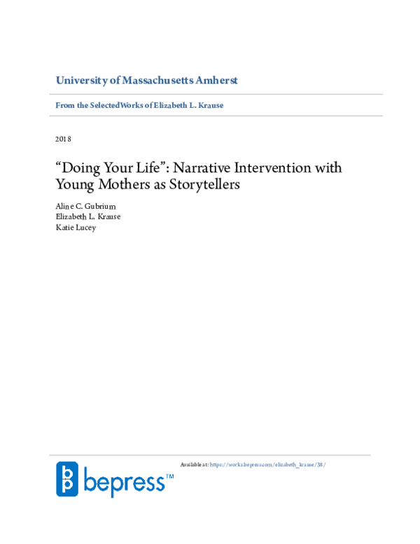 (PDF) “Doing Your Life”: Narrative Intervention with Young Mothers as ...