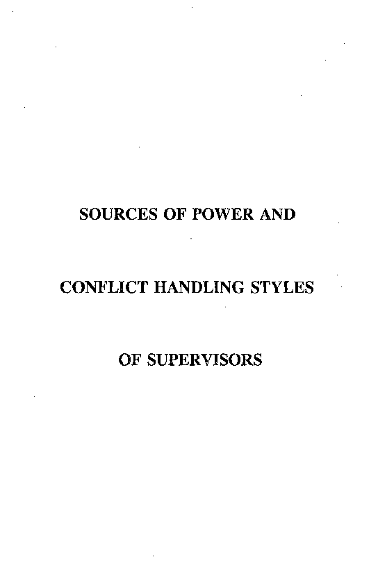 (PDF) Sources of power and conflict handling styles of supervisors