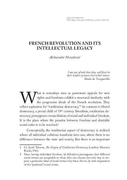 (PDF) French Revolution and Its Intellectual Legacy