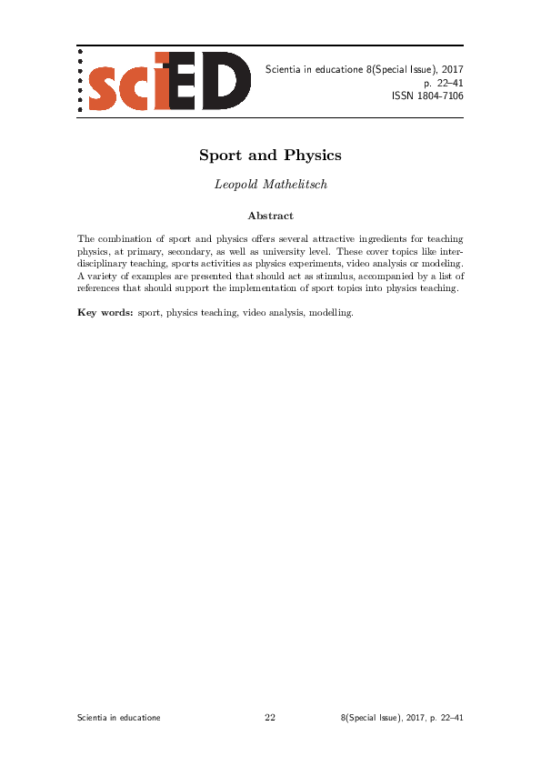 (PDF) Sport and Physics