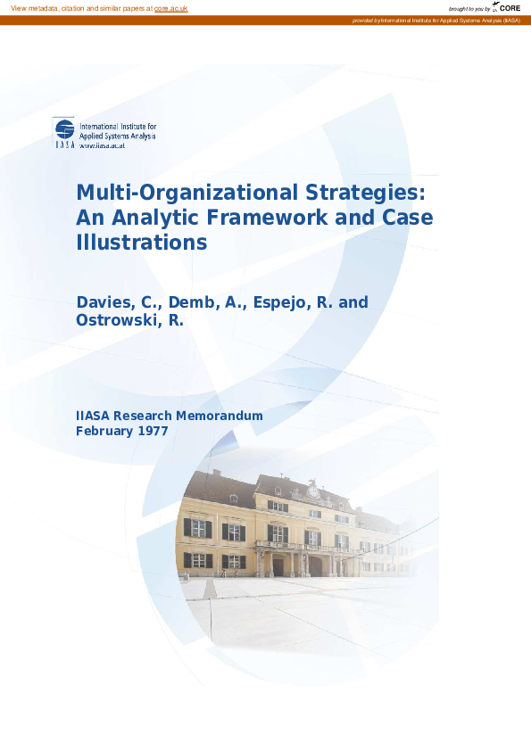 (PDF) Multi-organizational strategies: an analytic framework and case ...