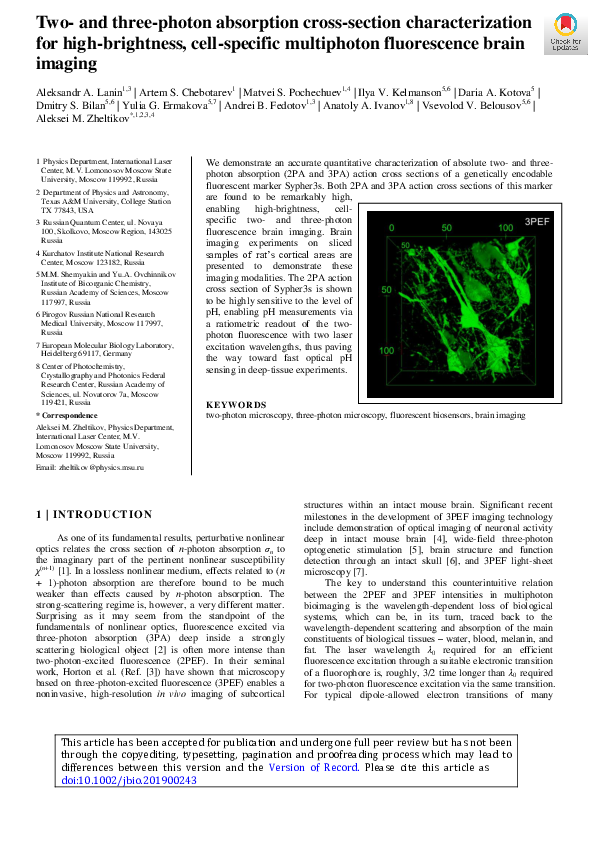 (PDF) Two‐ and three‐photon absorption cross‐section characterization ...