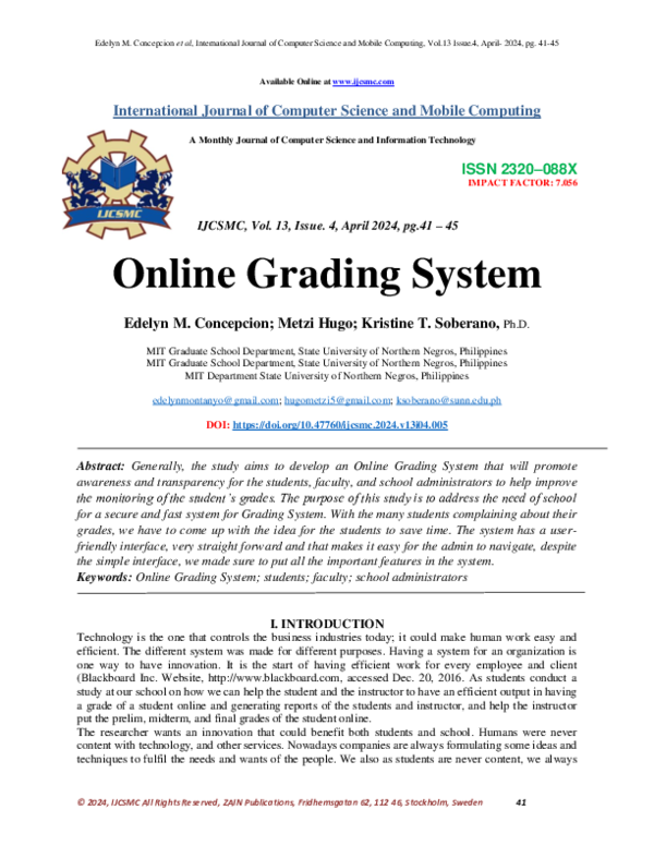 (PDF) Online Grading System
