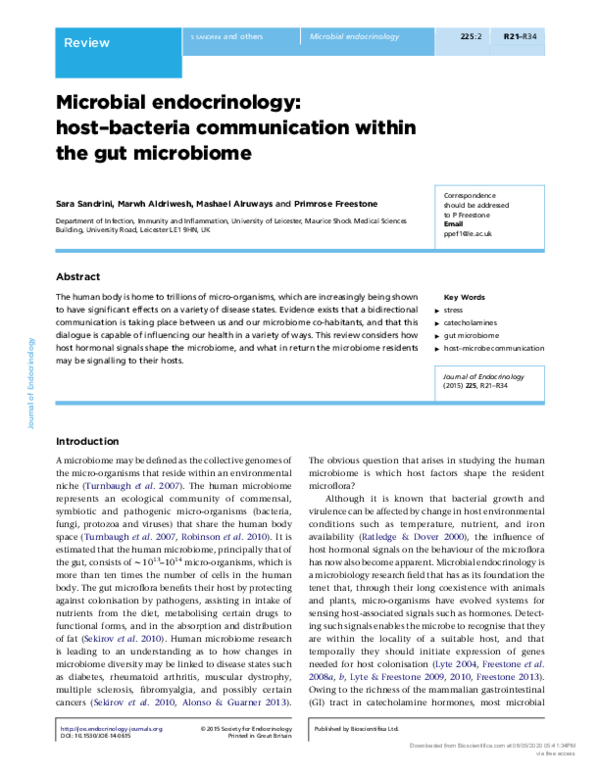 (PDF) Microbial endocrinology: host–bacteria communication within the ...