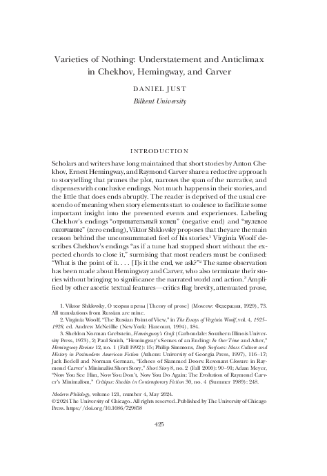 (PDF) Varieties of Nothing: Understatement and Anticlimax in Chekhov ...