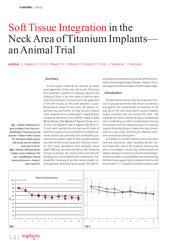 (PDF) Soft tissue integration in the neck area of titanium implants--an ...