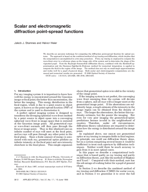 (PDF) Scalar and Electromagnetic Diffraction Point-Spread Functions