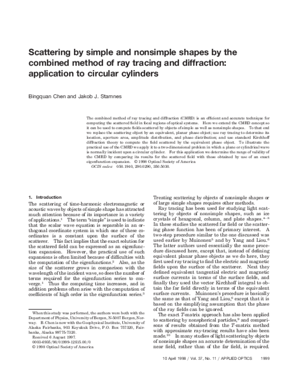 (PDF) Scattering by simple and nonsimple shapes by the combined method ...