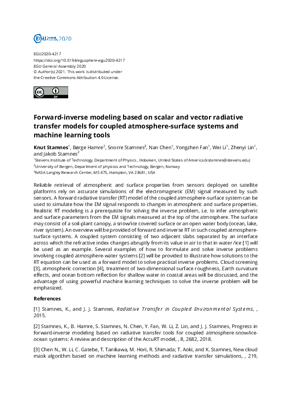 (PDF) Forward-inverse modeling based on scalar and vector radiative ...
