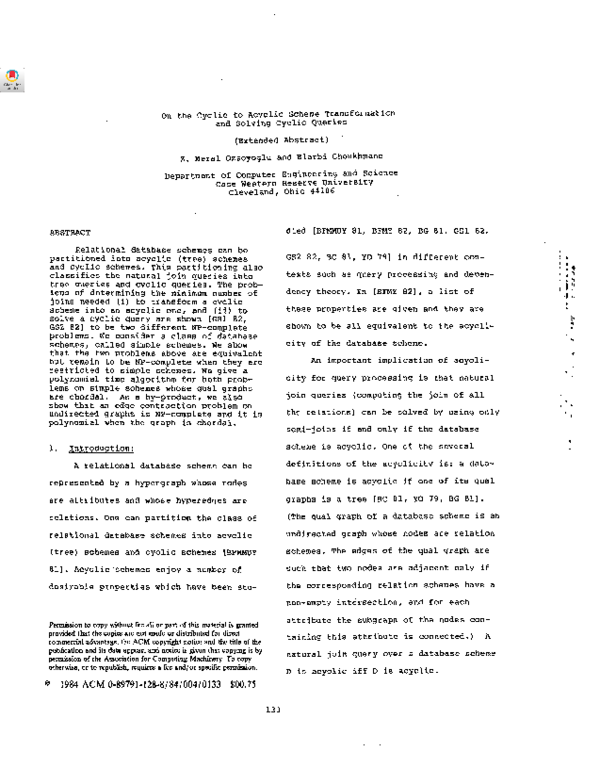 (PDF) On the cyclic to acyclic scheme transformation and solving cyclic queries