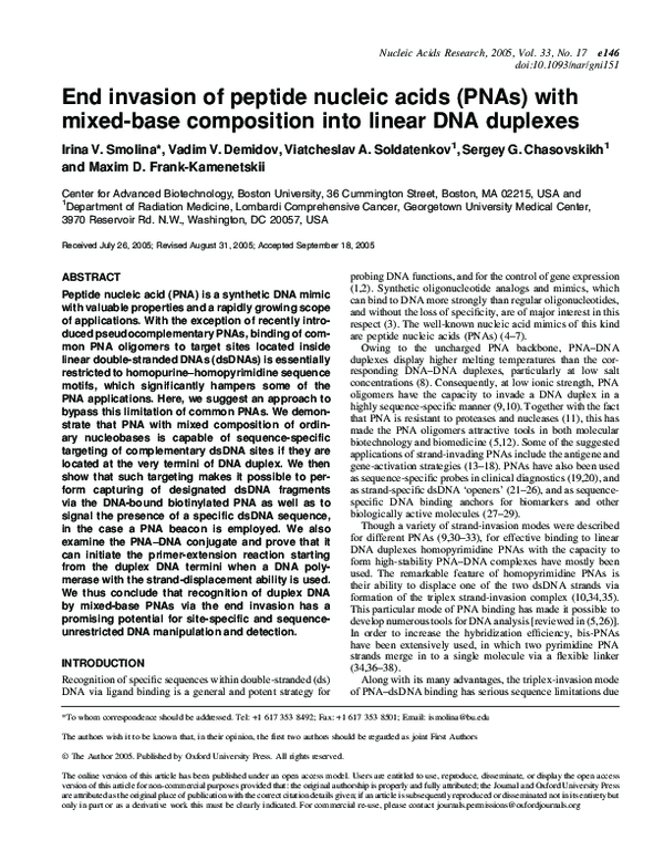 (PDF) mixed-base composition into linear DNA