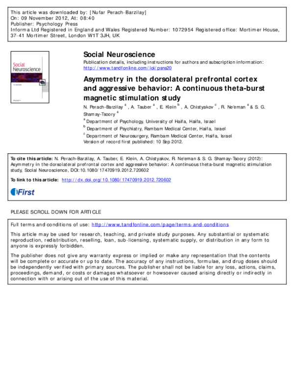 (PDF) Asymmetry in the dorsolateral prefrontal cortex and aggressive ...