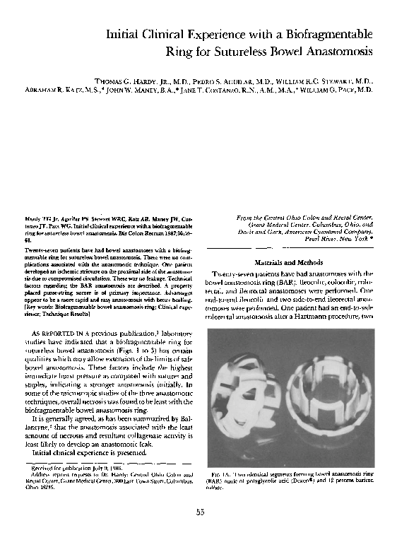 (PDF) Initial clinical experience with a biofragmentable ring for ...