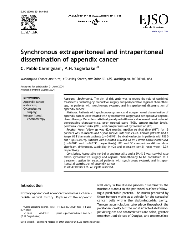 (PDF) Synchronous extraperitoneal and intraperitoneal dissemination of ...