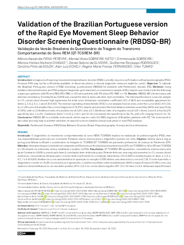 (PDF) Validation of the Brazilian Portuguese version of the Rapid Eye ...