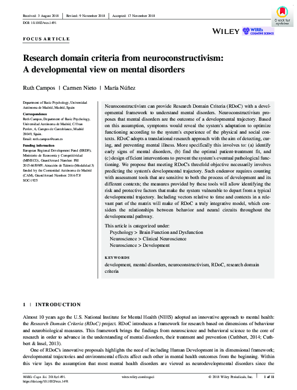 (PDF) Research domain criteria from neuroconstructivism: A ...