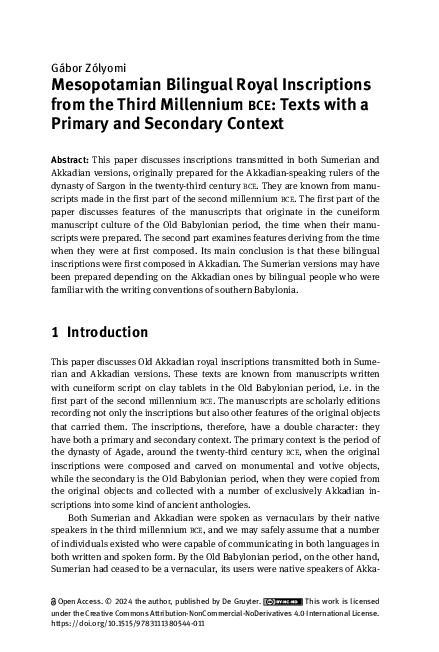 (PDF) Mesopotamian Bilingual Royal Inscriptions from the Third ...