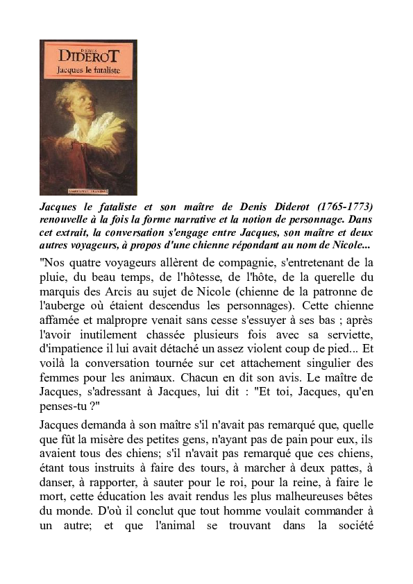 (PDF) Explication et commentaire d'un extrait de Jacques le fataliste ...