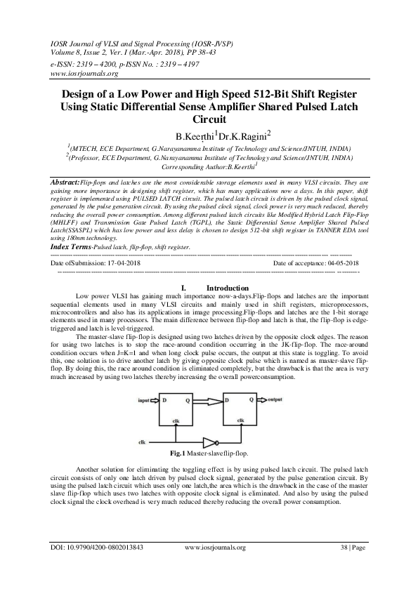(PDF) Design of a Low Power and High Speed 512-Bit Shift Register Using ...