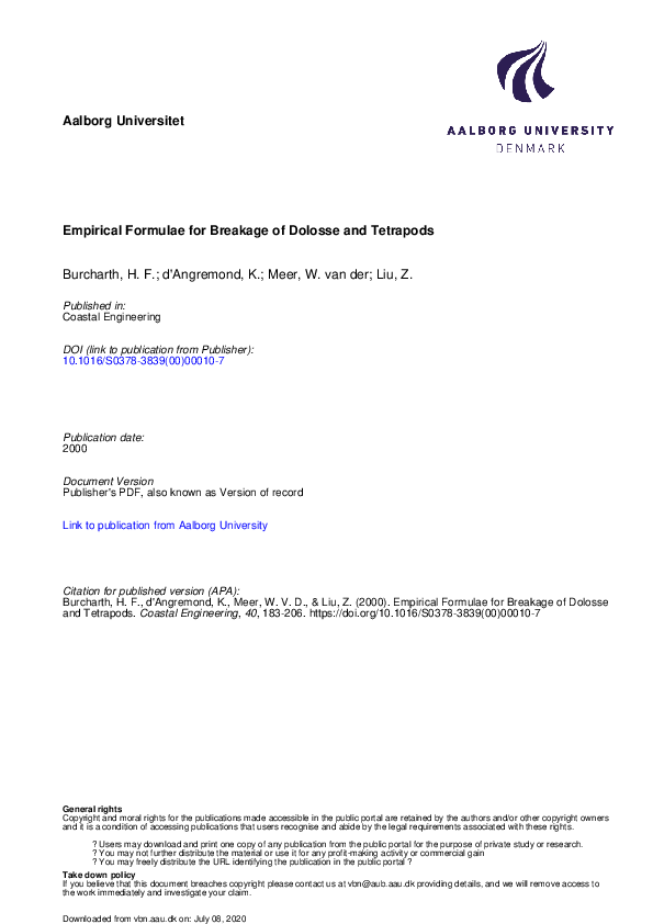 (PDF) Empirical formula for breakage of Dolosse and Tetrapods
