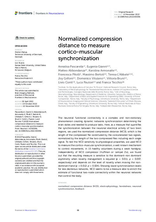 (PDF) Normalized compression distance to measure cortico-muscular synchronization | Karolina ...
