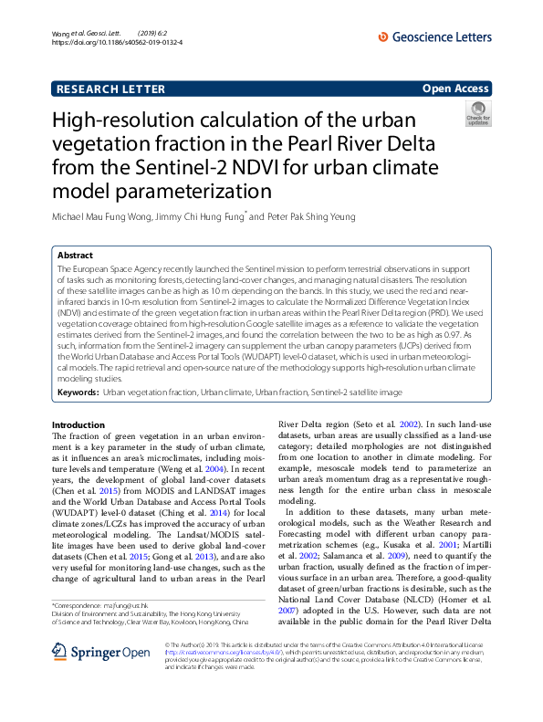 (PDF) High-resolution calculation of the urban vegetation fraction in ...