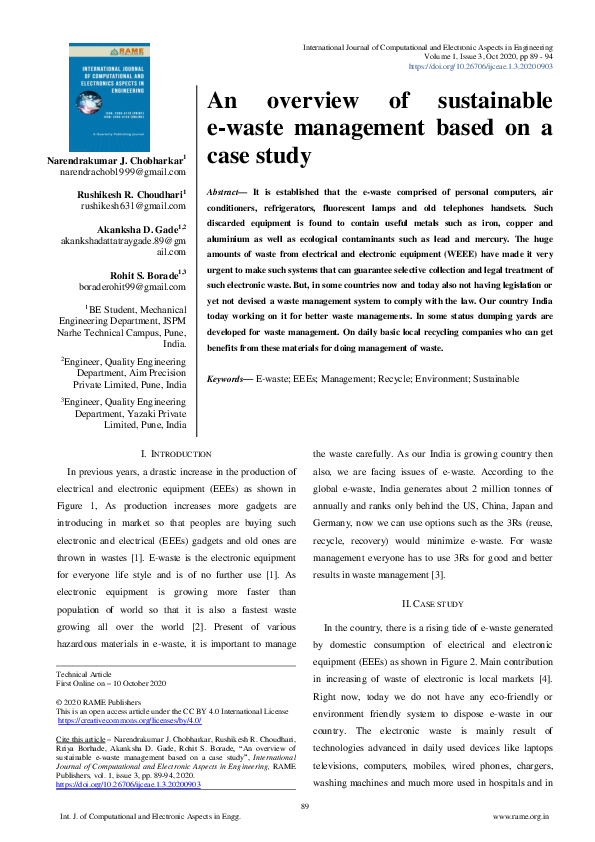 (PDF) An overview of sustainable e-waste management based on a case study