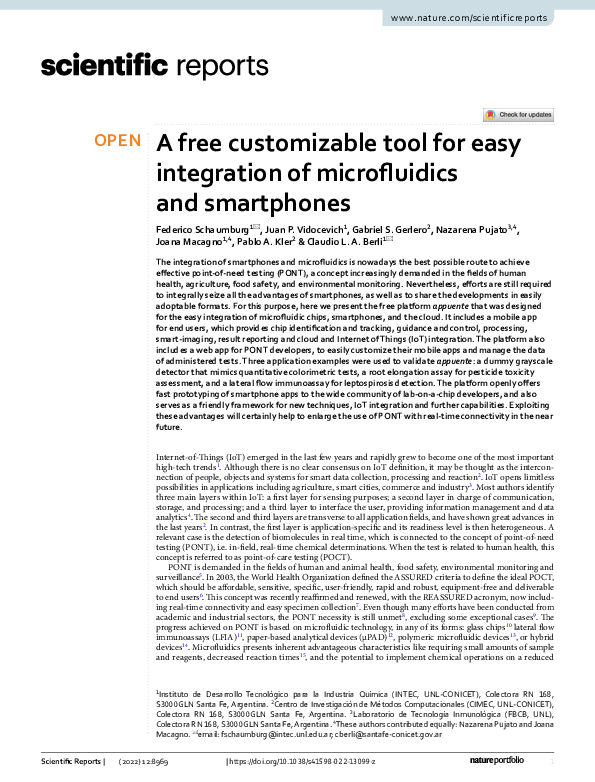 (PDF) A free customizable tool for easy integration of microfluidics and smartphones | Pablo A ...