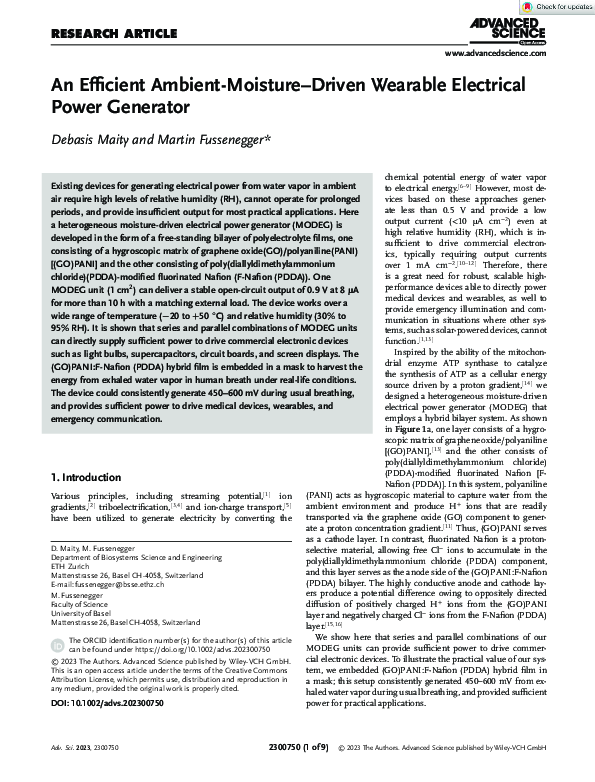 (PDF) An Efficient Ambient-Moisture-Driven Wearable Electrical Power ...