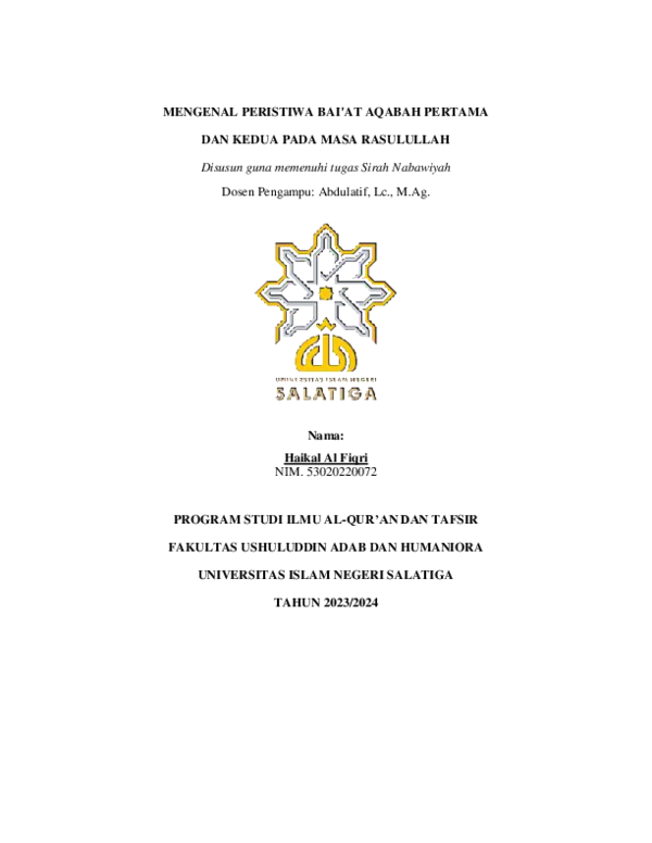 (PDF) MENGENAL PERISTIWA BAI'AT AQABAH PERTAMA DAN KEDUA PADA MASA ...