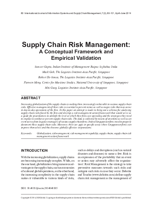 (PDF) Supply Chain Risk Management