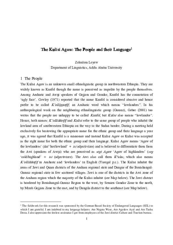 (PDF) The Kulisi Agaw: The People and their Language