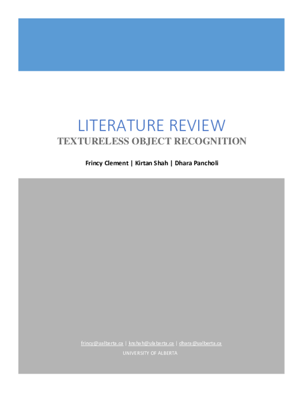 Pdf A Review Of Methods For Textureless Object Recognition