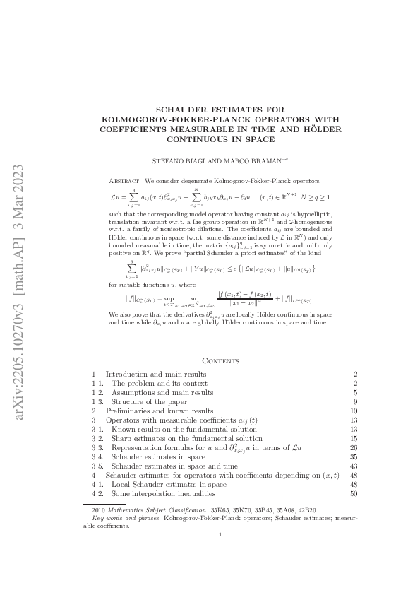 (PDF) Schauder estimates for Kolmogorov-Fokker-Planck operators with ...