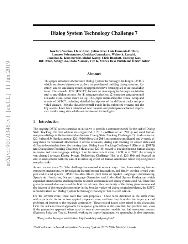 (PDF) Dialog System Technology Challenge 7