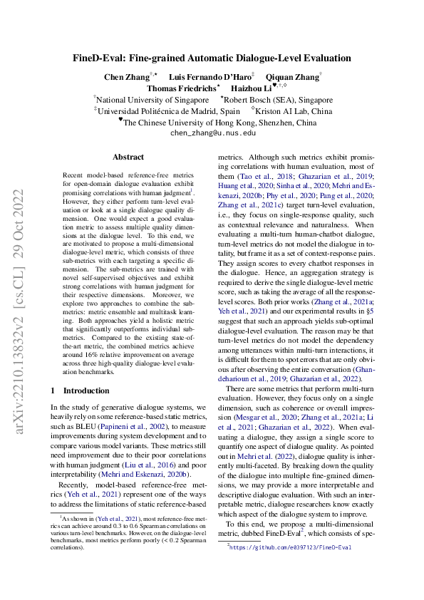(PDF) FineD-Eval: Fine-grained Automatic Dialogue-Level Evaluation