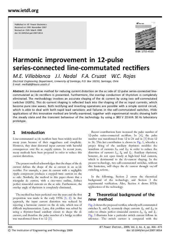 (PDF) Harmonic improvement in 12-pulse series-connected line-commutated rectifiers | Felipe ...
